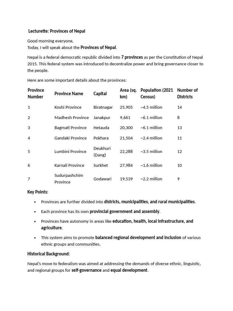 Overview of Nepal's 7 Provinces | PDF