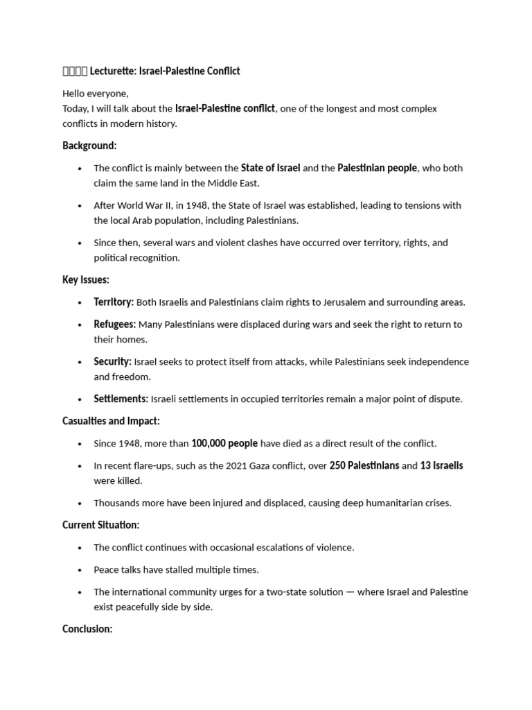 Israel Palestine Conflict | PDF