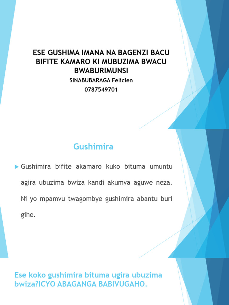 Ese Gushima Imana Na Bagenzi Bacu Bifite Kamaro | PDF