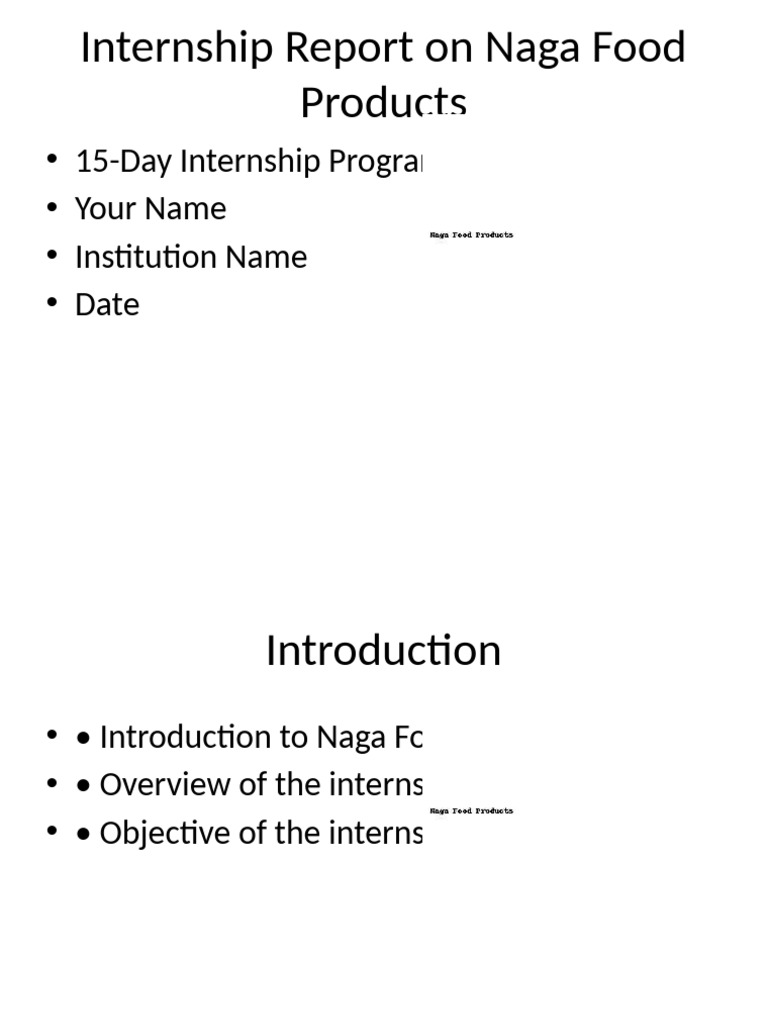 Naga Food Products Internship With Photos | PDF