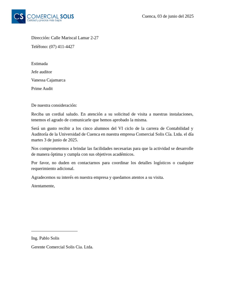 Solicitud de Visita Aprobada | PDF