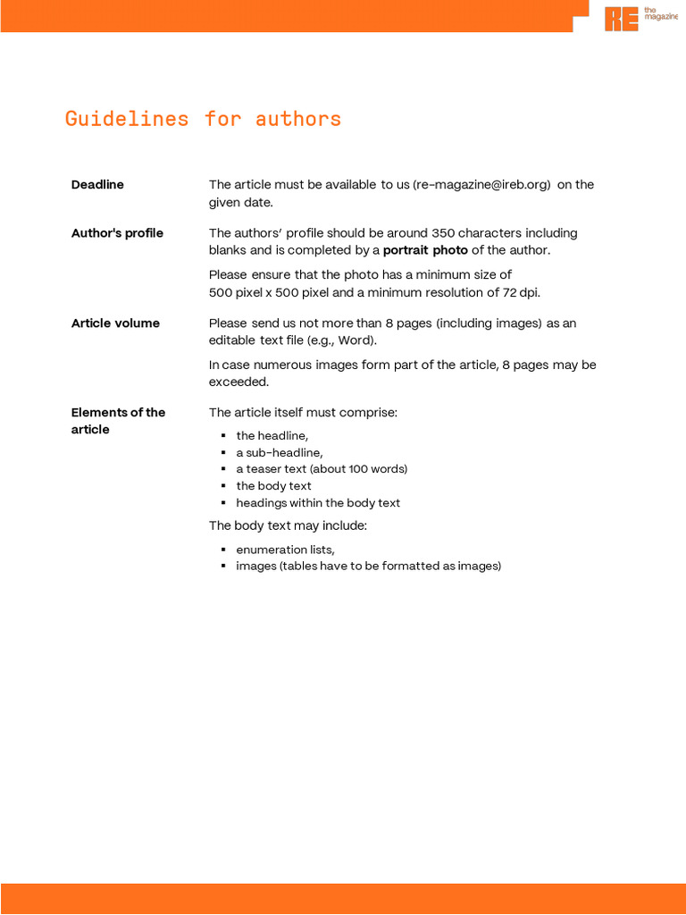 Re The Magazine Authors Guidelines | PDF | Pixel | Computing