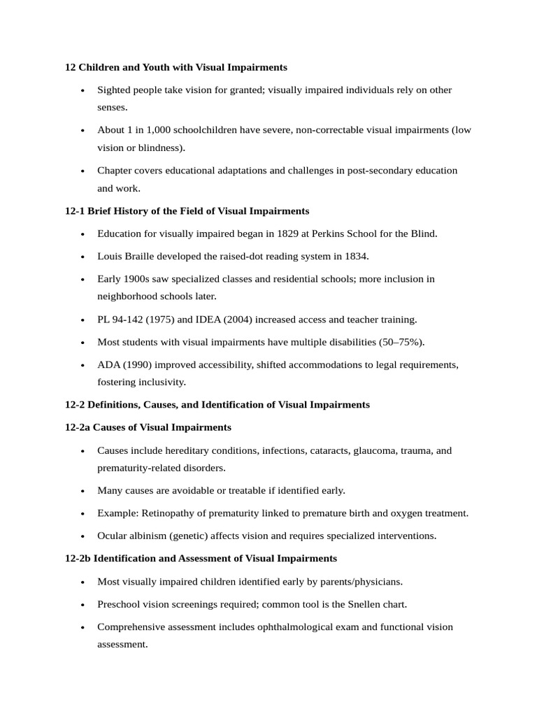 12 Children and Youth With Visual Impairments | PDF | Visual Impairment | Visual System