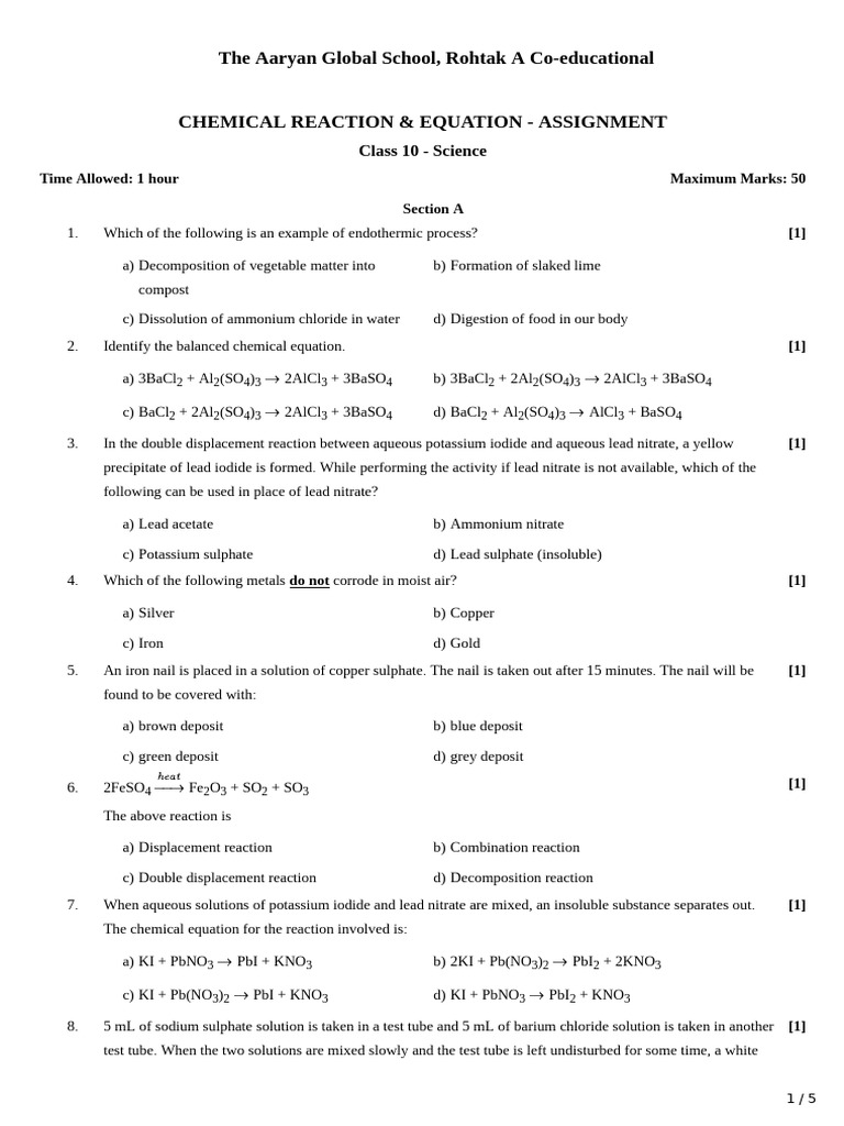 Chemical Reaction & Equation | PDF | Chemical Reactions | Precipitation ...