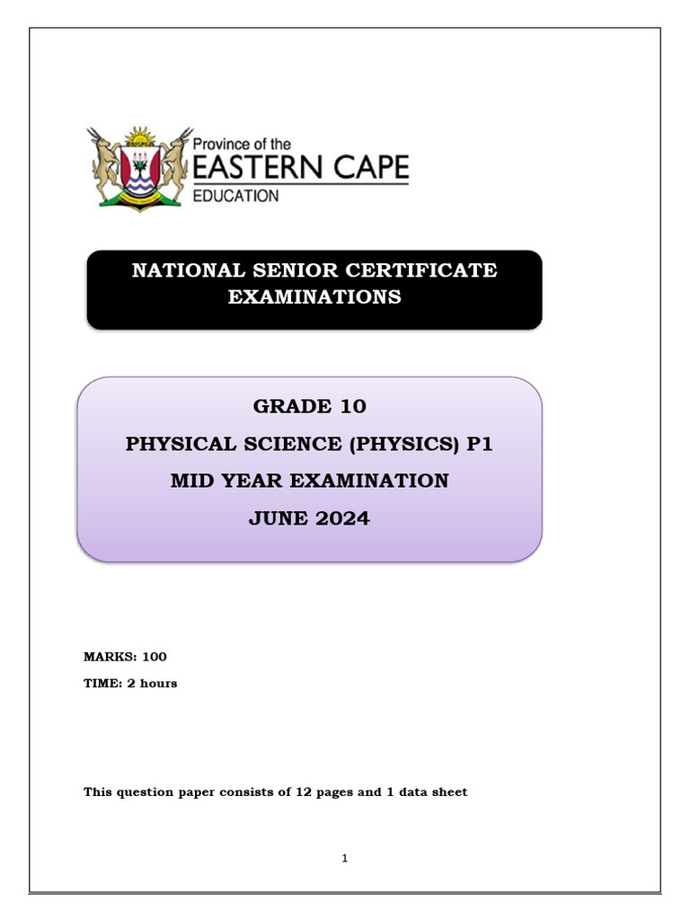 Grade 10 June Physics Exam Paper | PDF | Waves | Electromagnetic Radiation