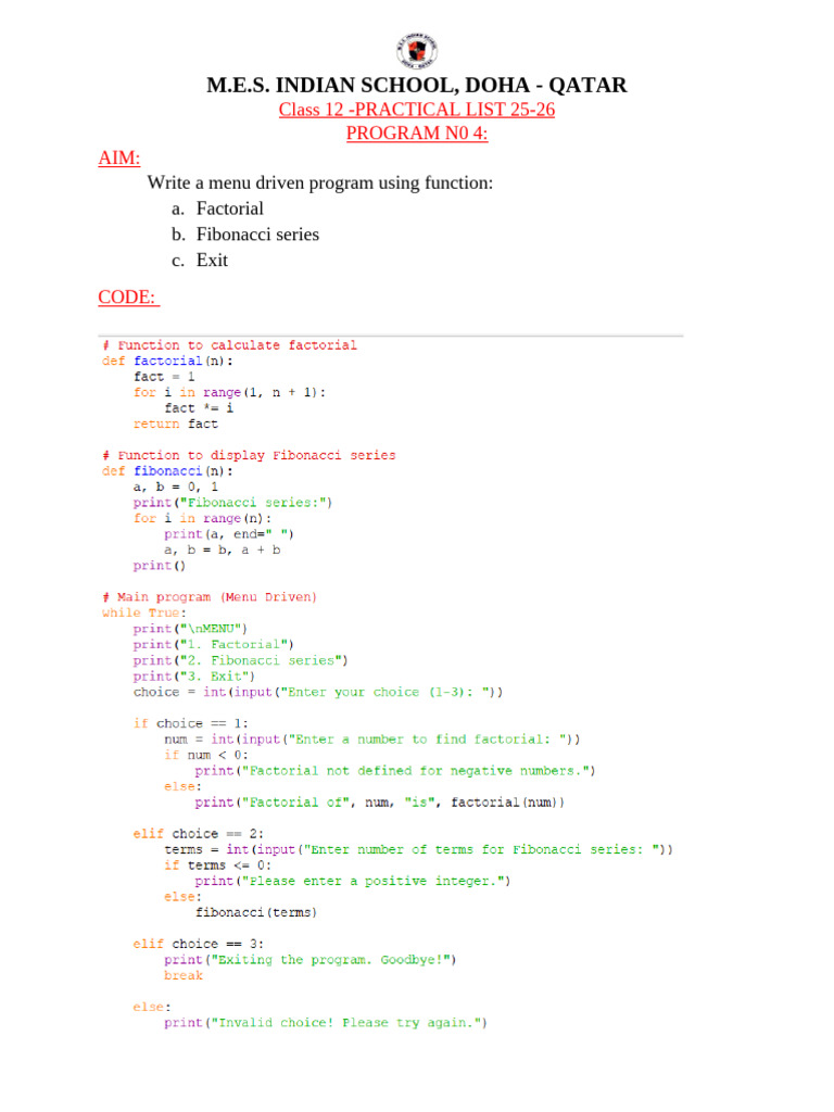 Practical 4,5-CLASS 12 CS - 25-26 | PDF