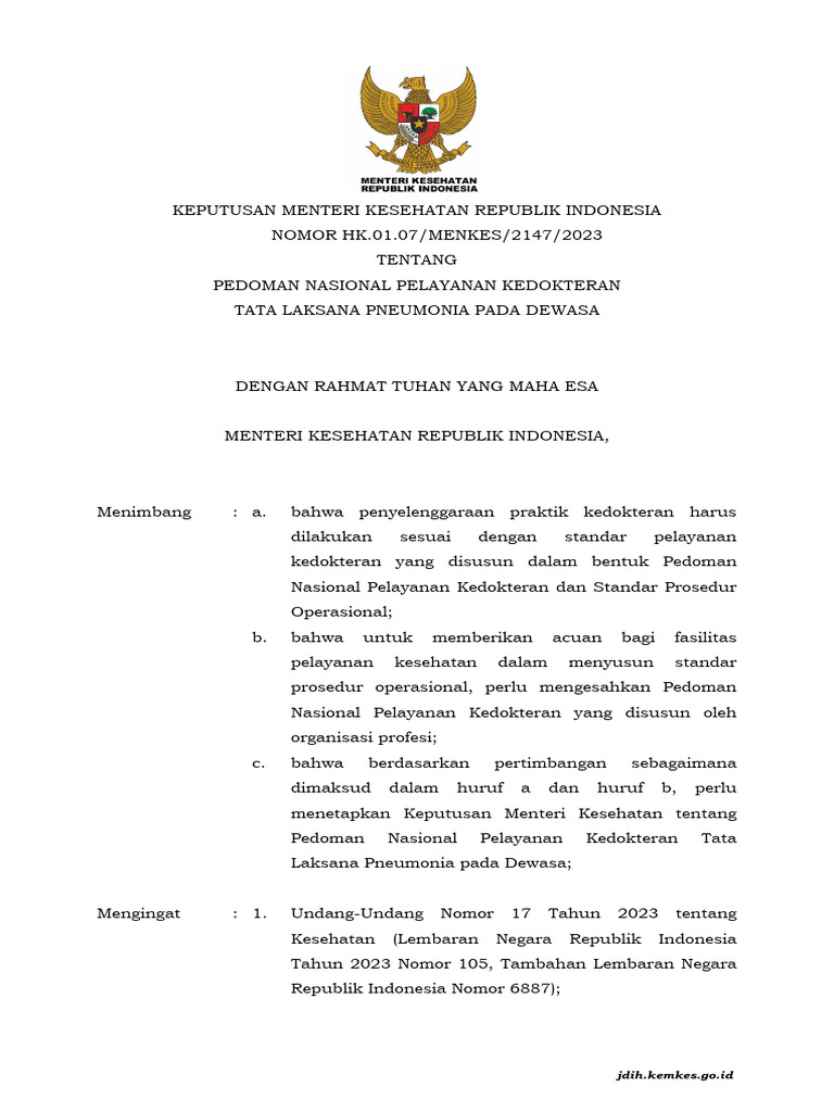 PNPK PNeumonia Pada Dewasa | PDF