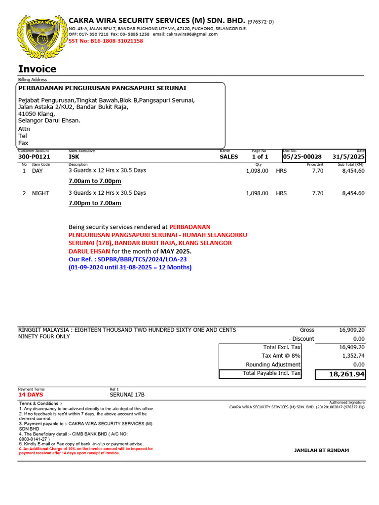 Security Invoice for Pangsapuri Serunai | PDF | Economies | Government ...