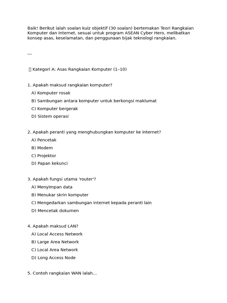 Kuiz Asean Siber Hero | PDF