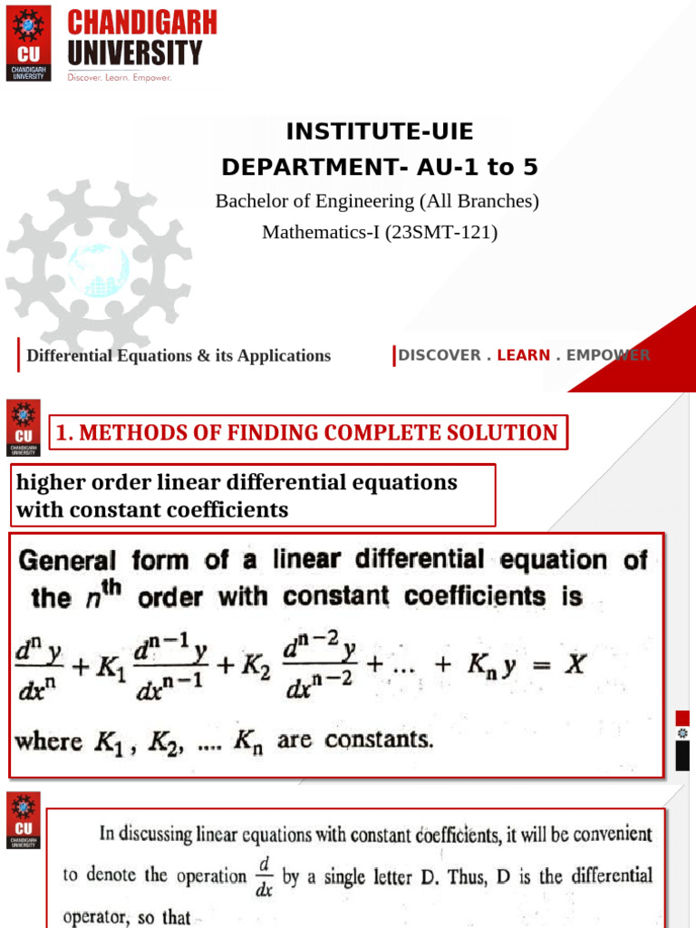 UNIT-3 Differential Equations and Applications | PDF