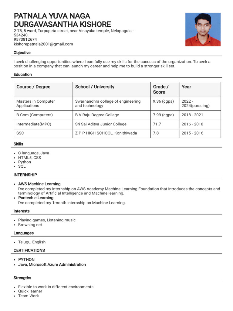 Kishore Resume | PDF