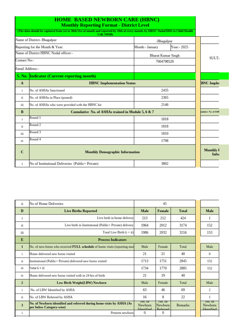 HBNC Monthly Report - January 2025 | PDF | Low Birth Weight | Neonatology