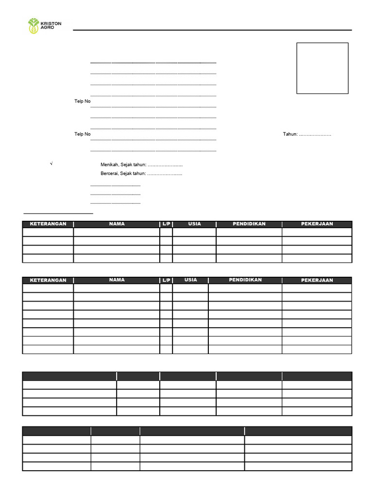 Form Aplikasi Rekrutmen Asst. Kebun (Divisi) | PDF