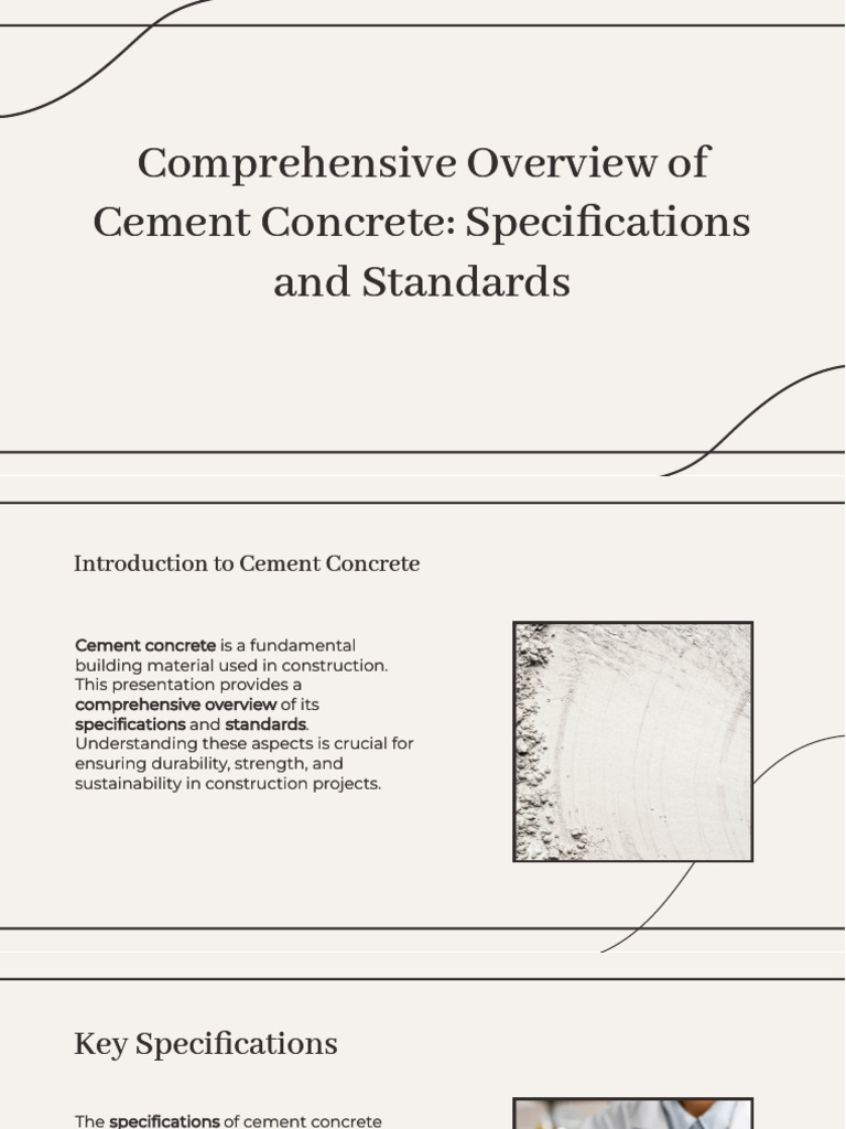 Slidesgo Comprehensive Overview of Cement Concrete Specifications and ...