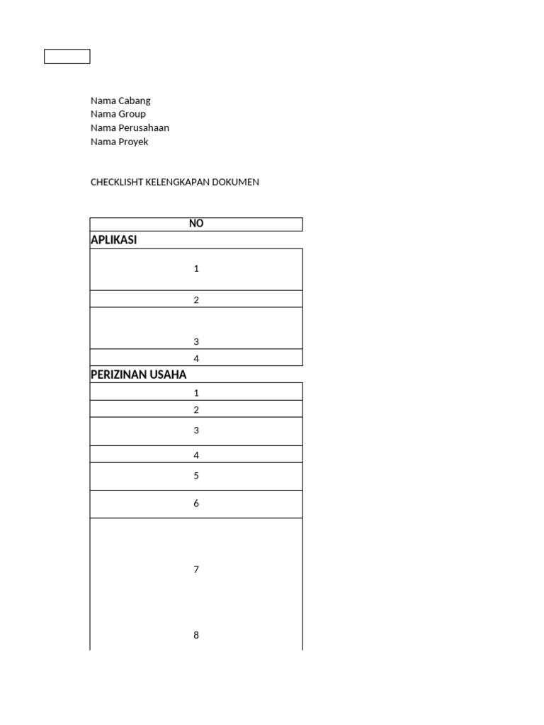 Checklist Dokumen Pks | PDF