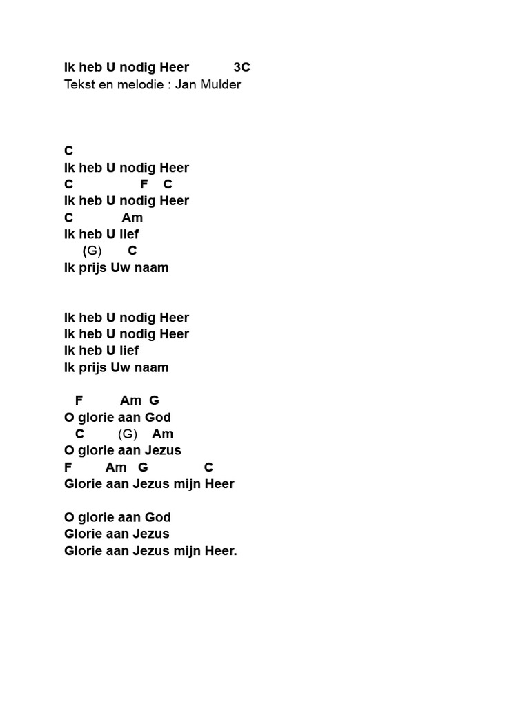 Ik Heb U Nodig Heer | PDF