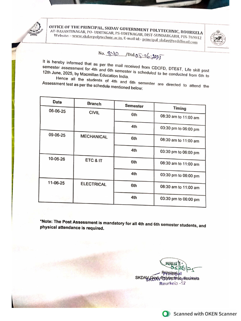 Life Skill - Post Assessment Schedule | PDF