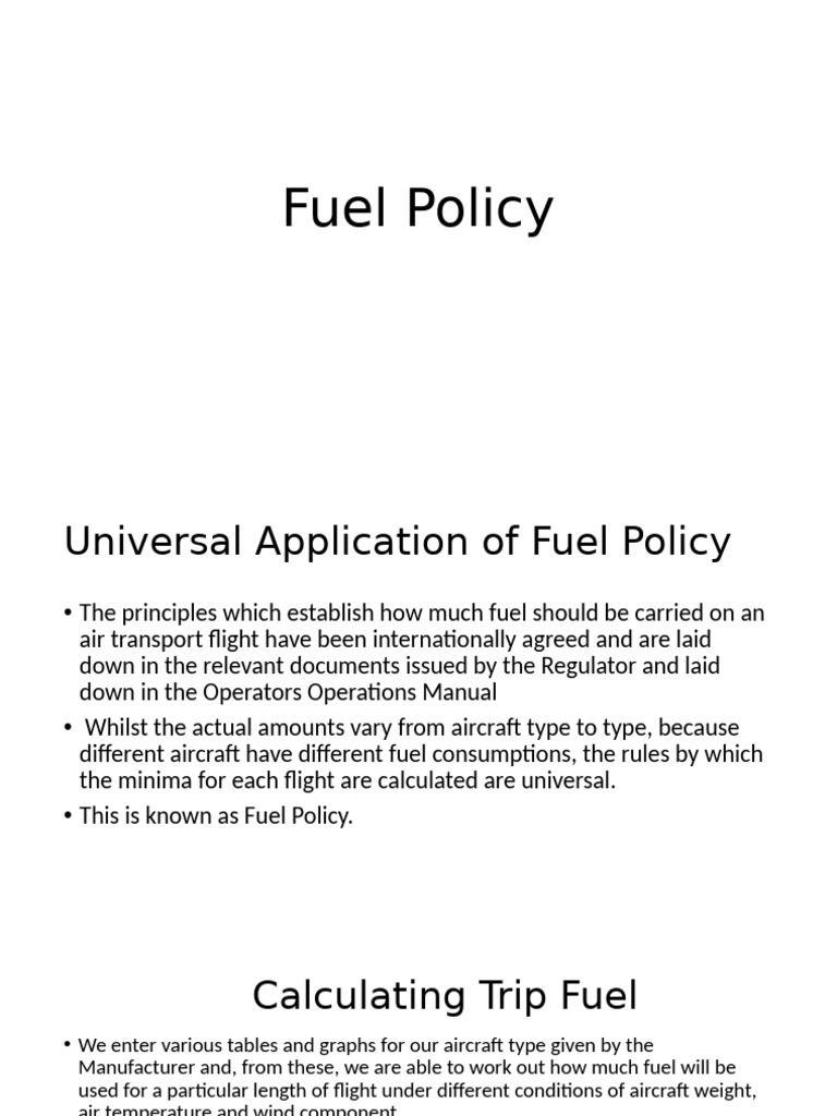 Comprehensive Fuel Policy Guidelines | PDF | Aviation | Transport