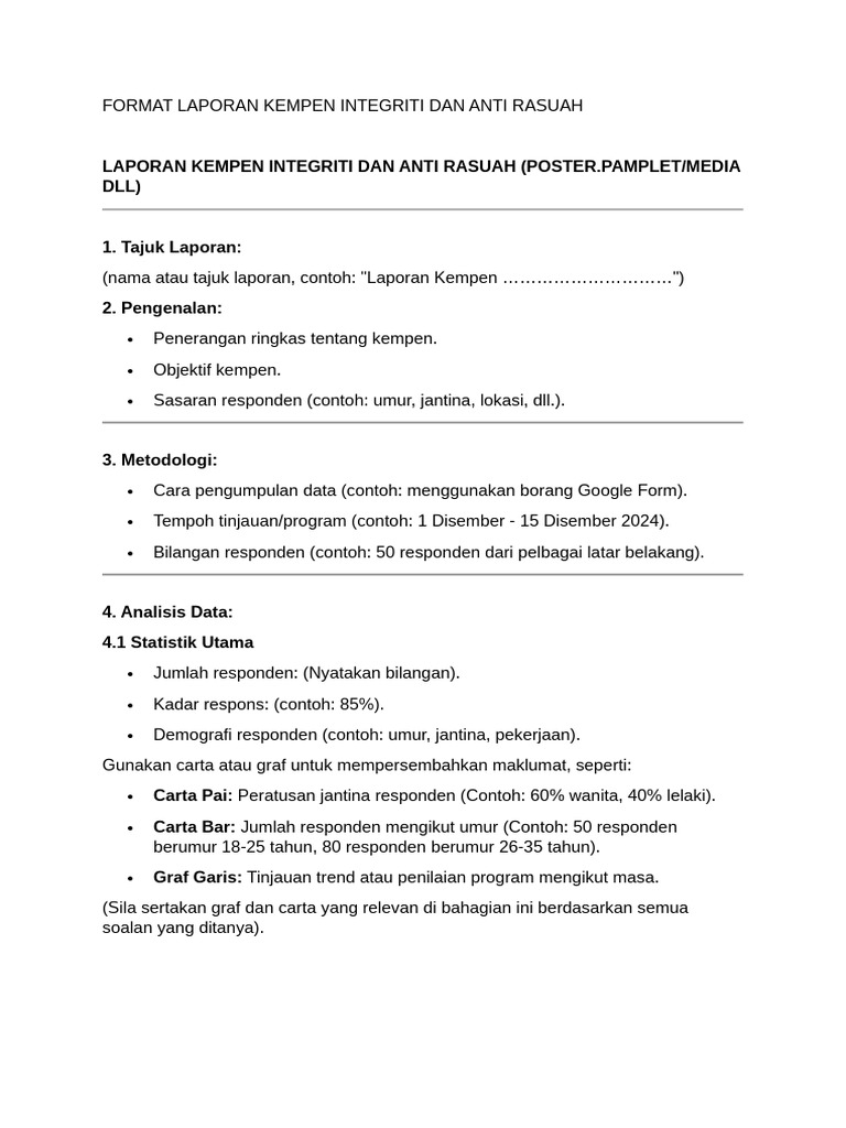 Format Laporan Kempen Integriti Dan Anti Rasuah | PDF