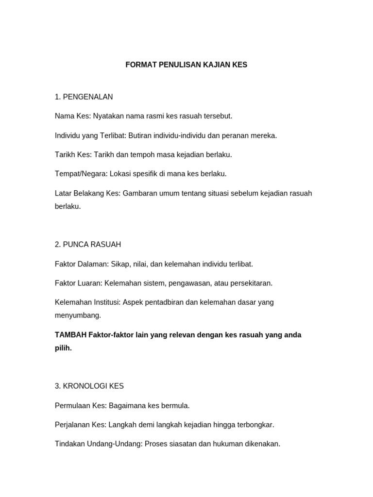 Format Kajian Kes | PDF