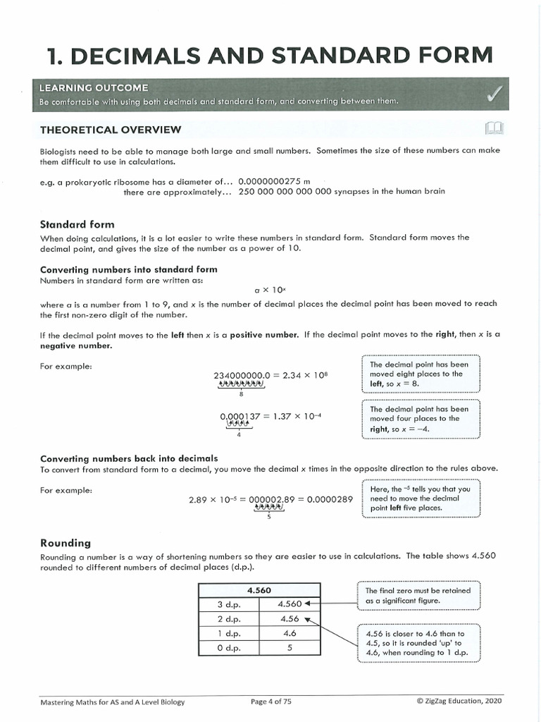 1 - Decimals and Standard Form | PDF
