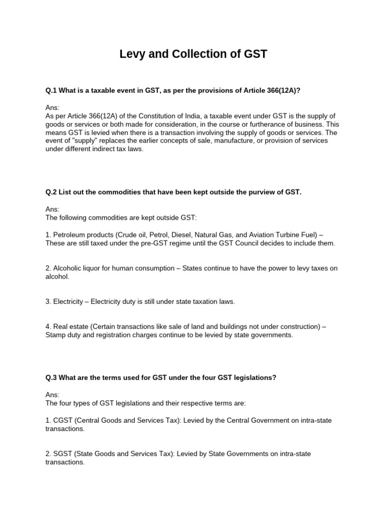 Overview of GST Levy and Reforms | PDF | Taxes | Economies