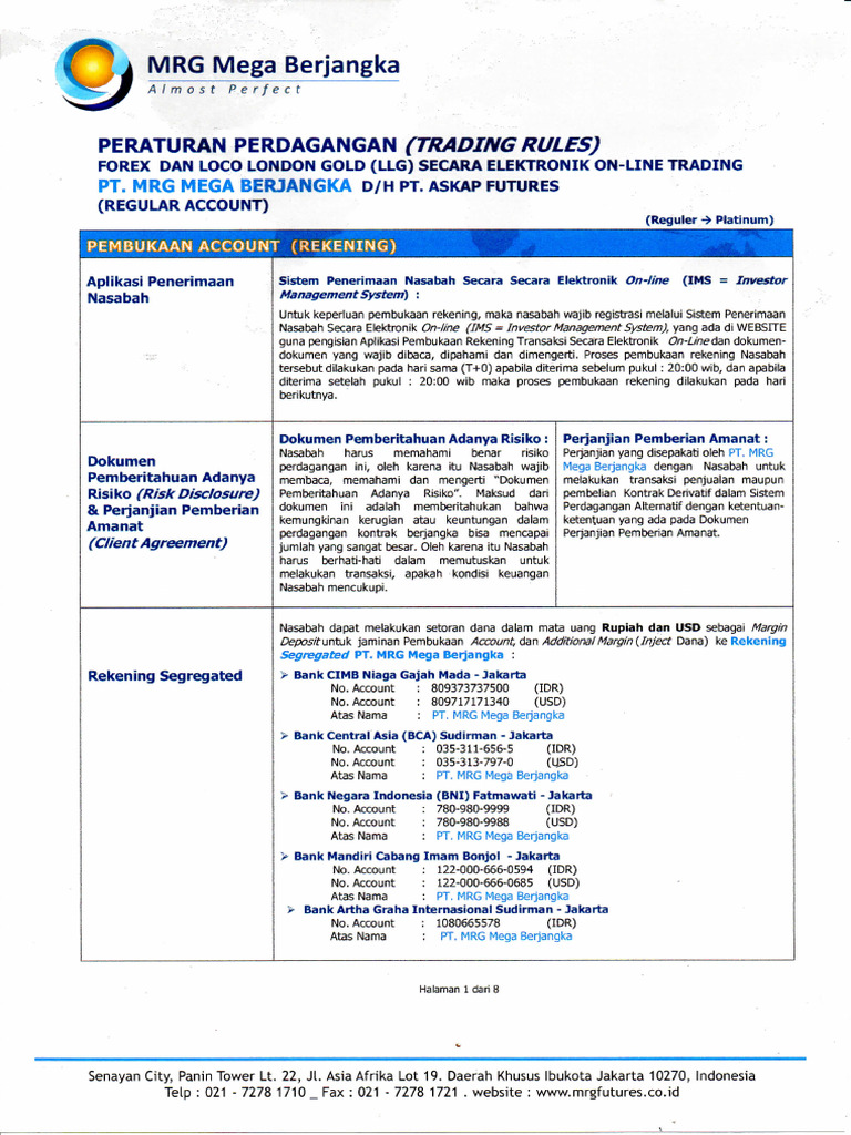 MRG Berjangka Tradingrule Platinum | PDF