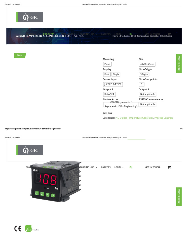 48×48 Temperature Controller 3-Digit Series - GIC India | PDF ...