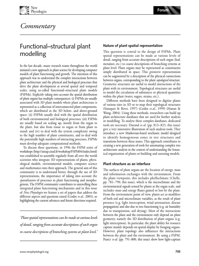 New Phytologist - 2005 - Godin - Functional Structural Plant Modelling | PDF | Enzyme | Plants