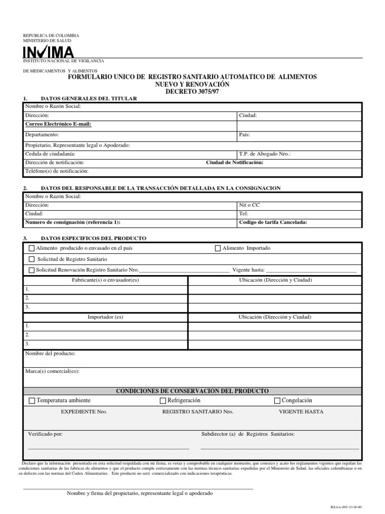 formulario INVIMA | Correo electrónico | Marca comercial