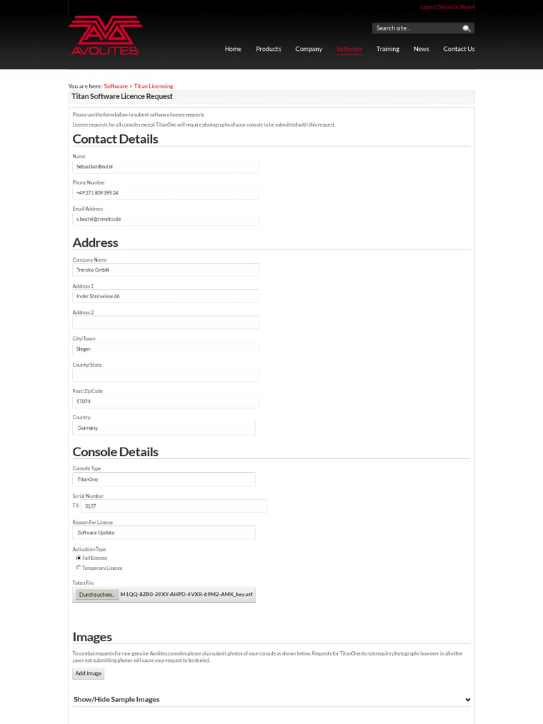 Titan Software License Request Form | PDF