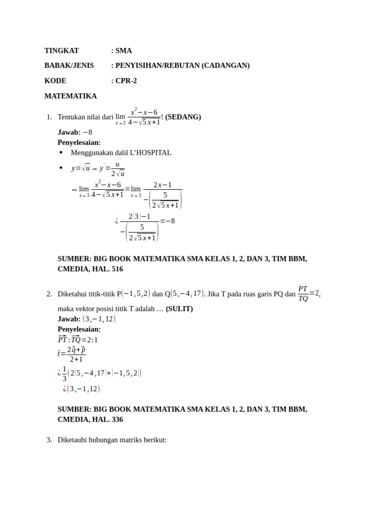 Soal LCT CPR-2 | PDF