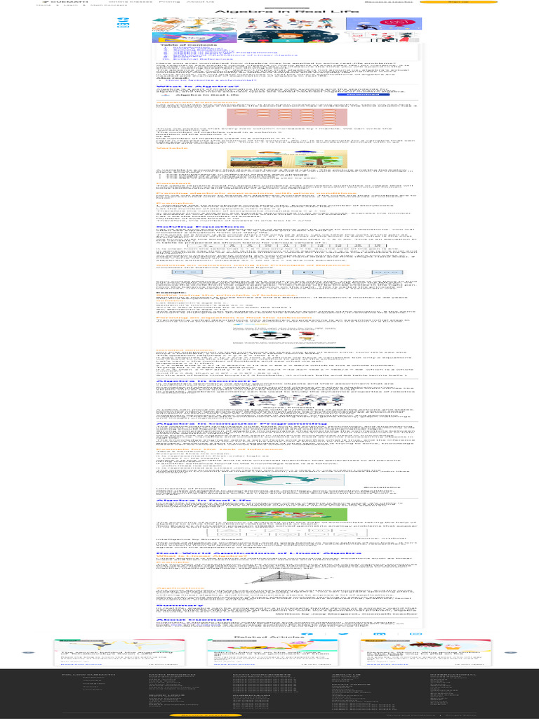 Algebra in Real Life - Applications of Algebra | PDF | Algebra | Equations