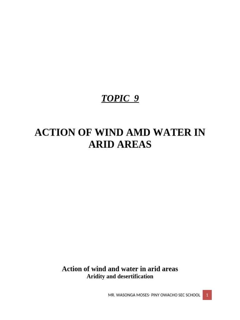 Action of Wind and Water in Arid Areas | PDF | Dune | Desert