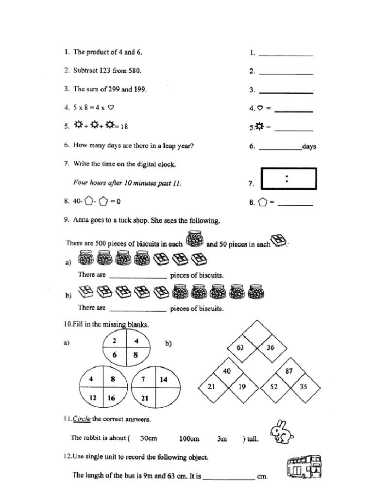 灣仔女校 P1 Math Assessment 22-23 | PDF
