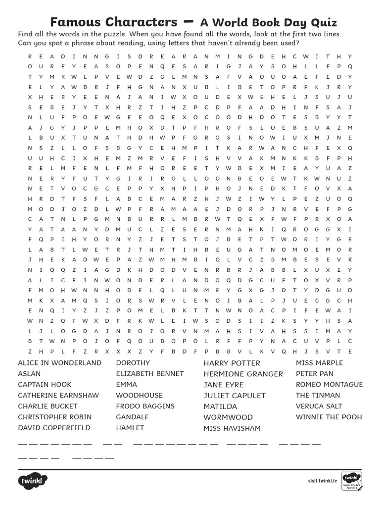 Roi2 e 2771 Famous Characters Word Search English Ver 2 | PDF | Word Search