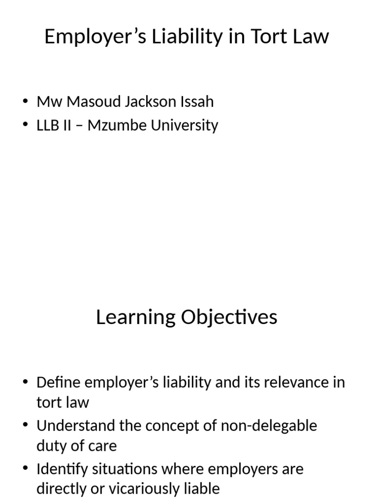 II-employers Liabilities Two 2 | PDF | Legal Liability | Vicarious ...