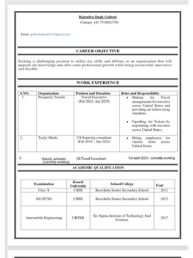 CV Rajendra Singh Gah Tori | PDF