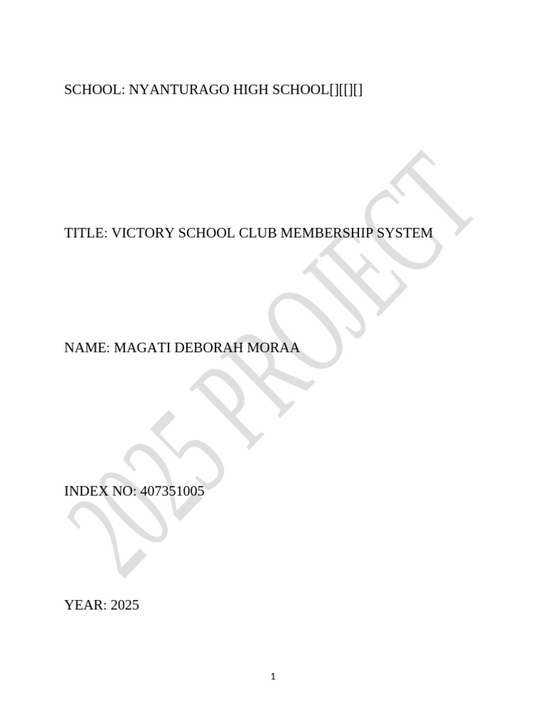 Victory School Club Membership System | PDF | System | Feasibility Study