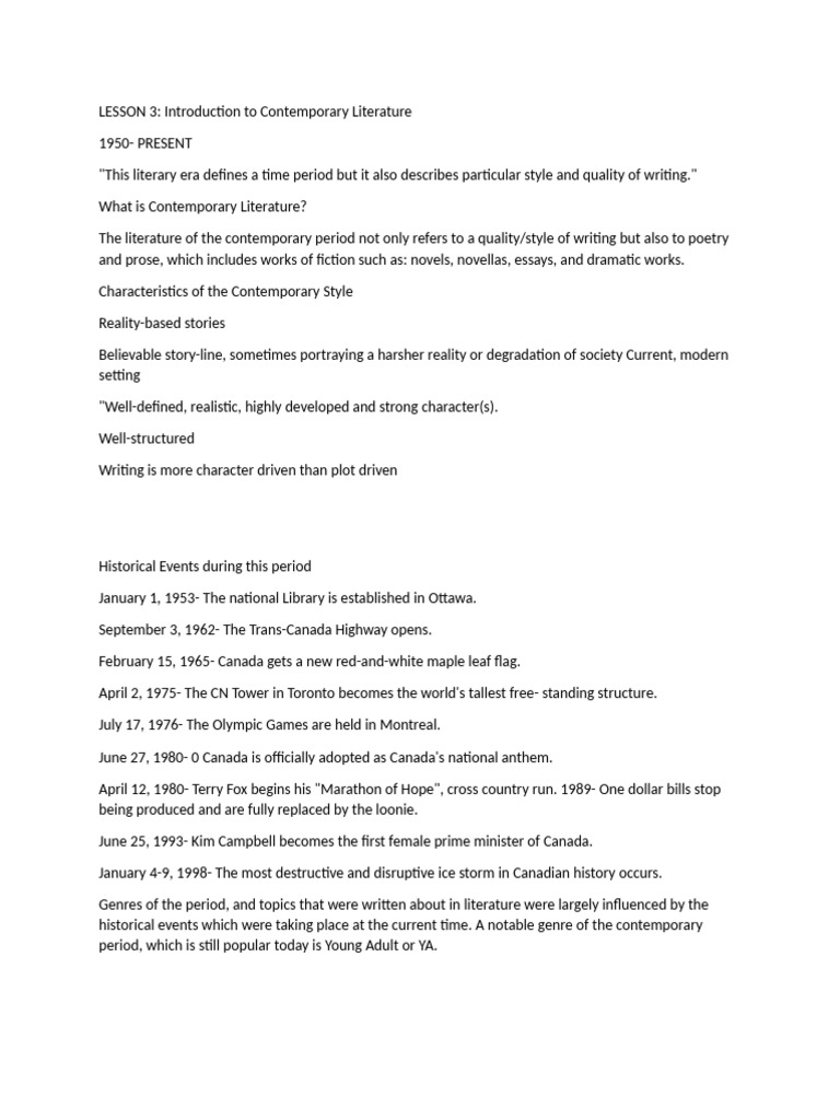 Lesson 3 Introduction To Contemporary World | PDF | Narrative