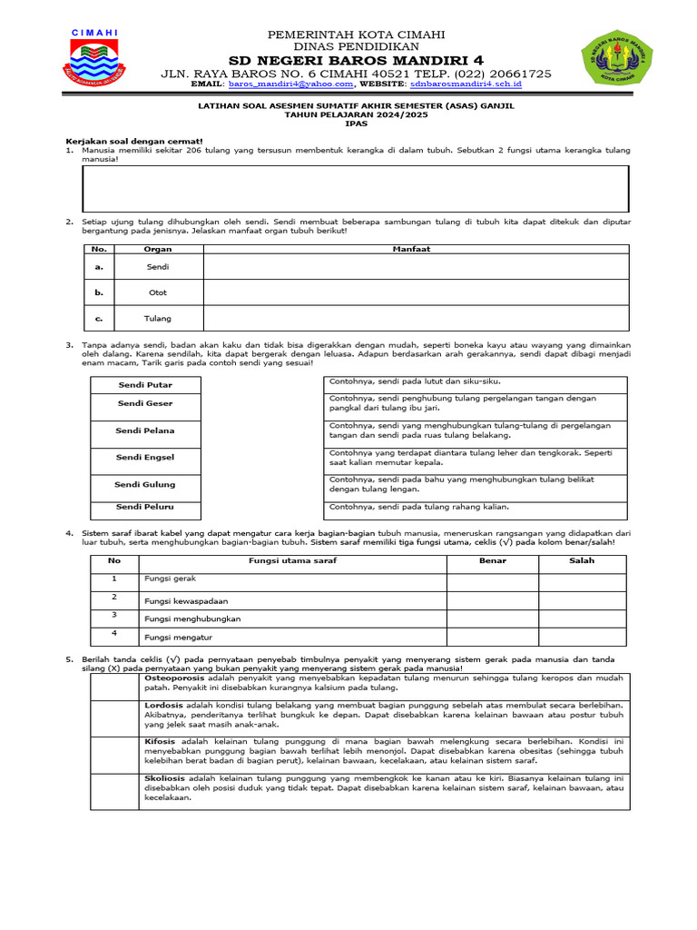 Latihan Soal Asas Ganjil Ipas Kls 6 24-25 | PDF