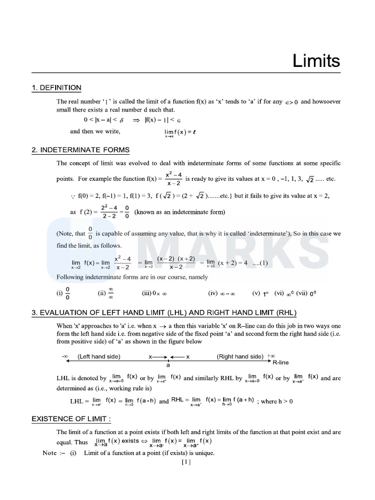 Limits JEE MAINS Formula Sheet | PDF