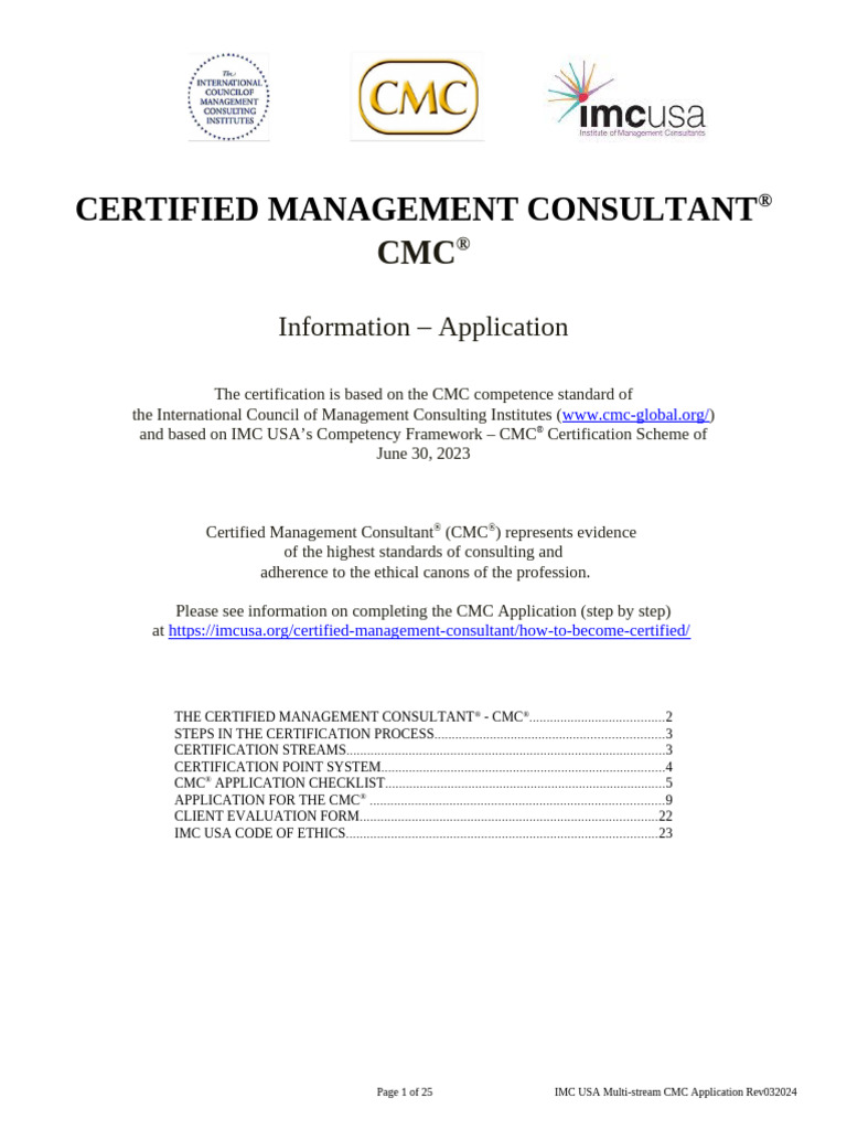Imc Usa CMC Application Rev03012024 | PDF | Certification