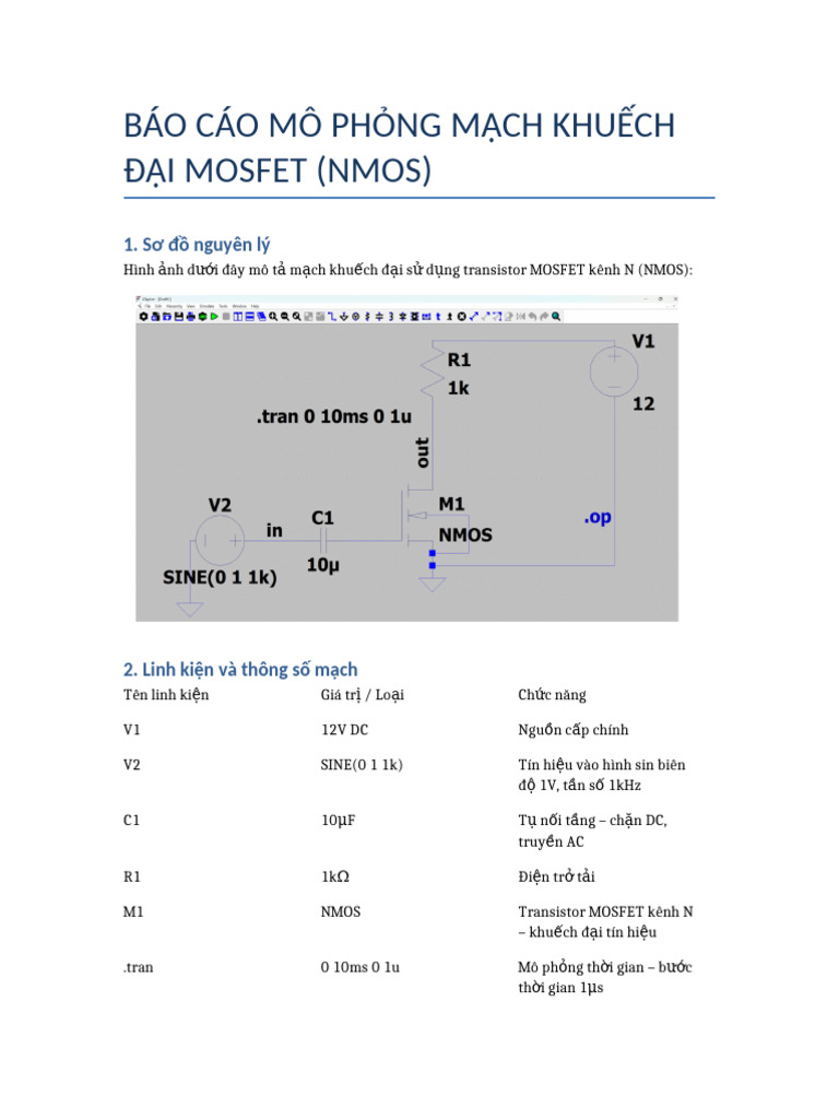 BaoCao MachKhuếchDai NMOS | PDF