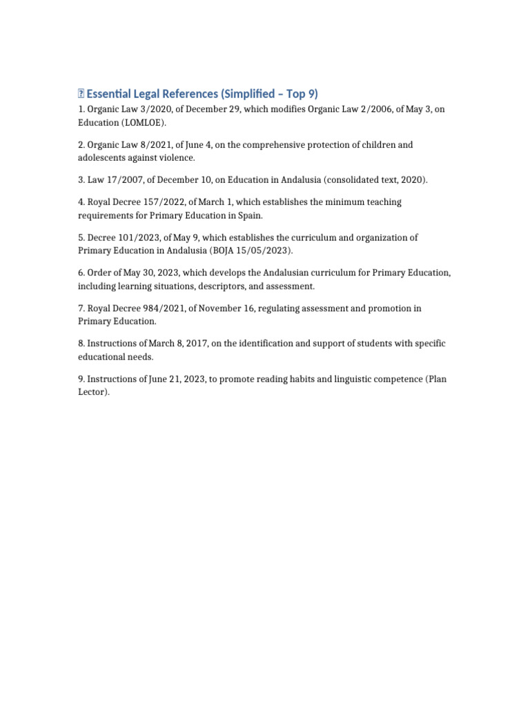 Essential Legal References for Education | PDF
