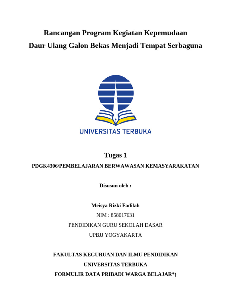 Rancangan Program Kegiatan Kepemudaan | PDF