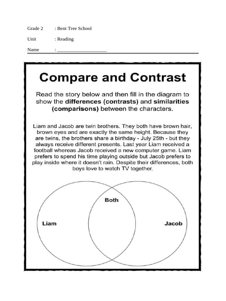 Grade 2 Reading Cause Effect & Compare Contrast | PDF