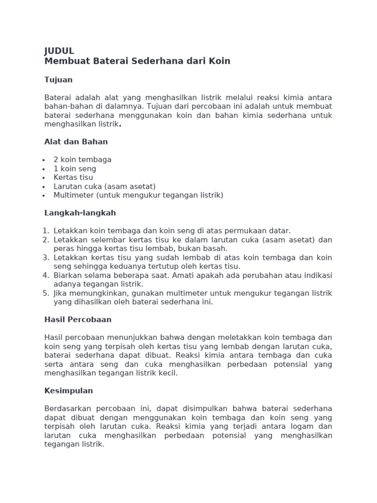 Contoh Percobaan | PDF