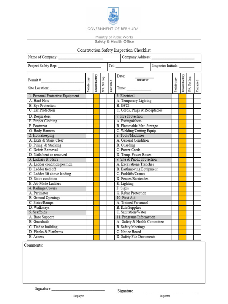 Formal Construction Safety Inspection Checklist | PDF | Scaffolding ...
