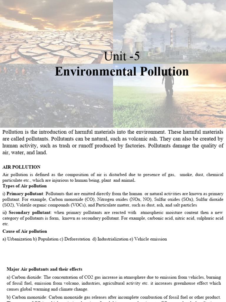 Unit 5 (Energy Pollution) | PDF | Soil | Water Pollution
